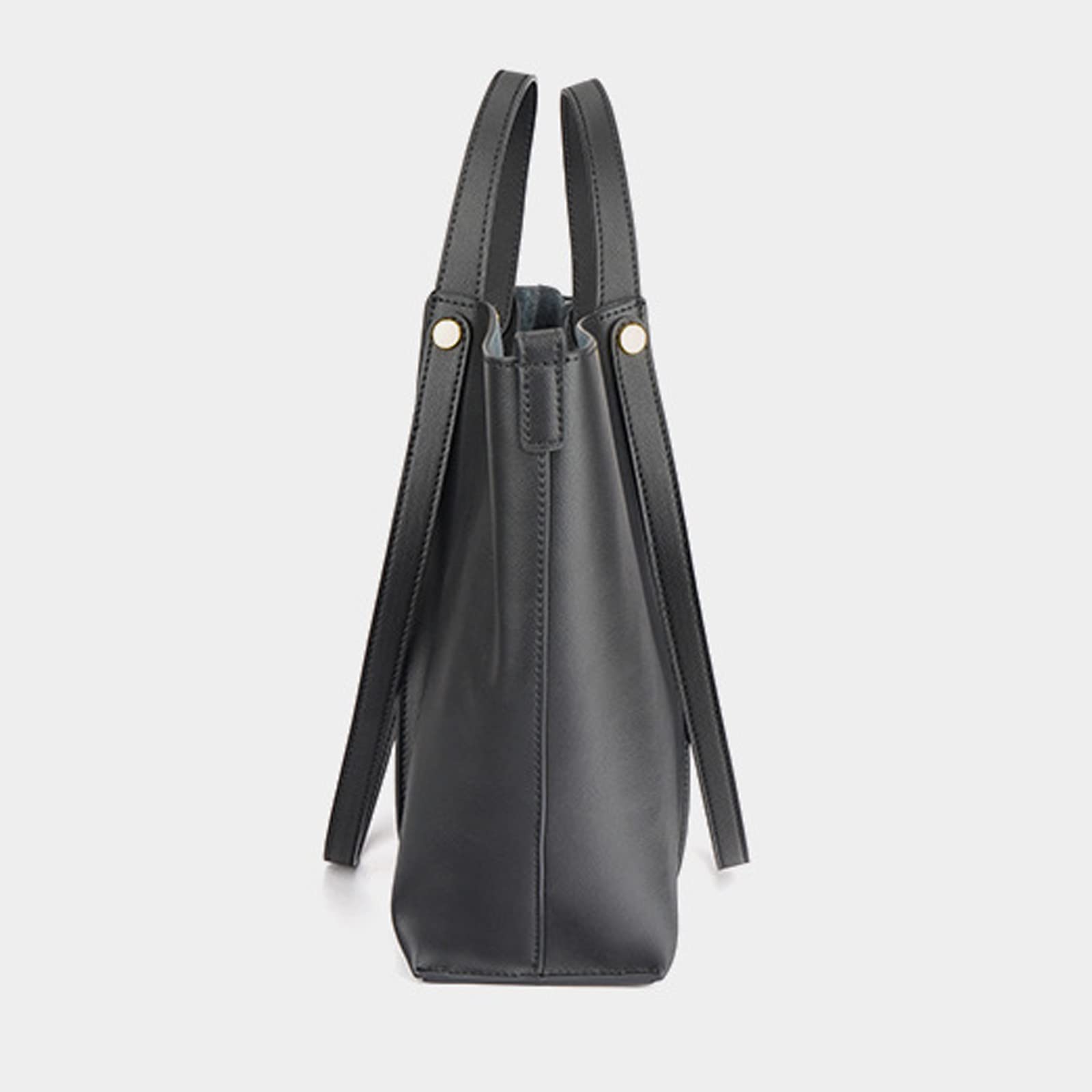 Women'S Fashion Tote Bag Large Capacity Leather Simple Shoulder Bucket Bag (Black)
