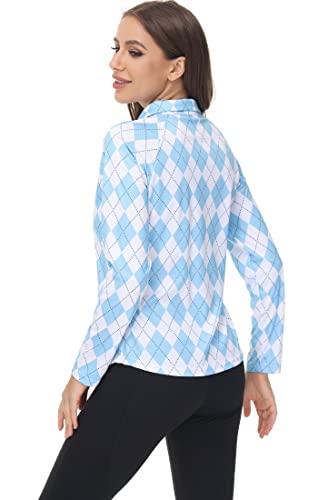 TrendiMax Womens Long Sleeve Golf Polo Shirt Half Zip Dry Fit Athletic Workout Tank Tops