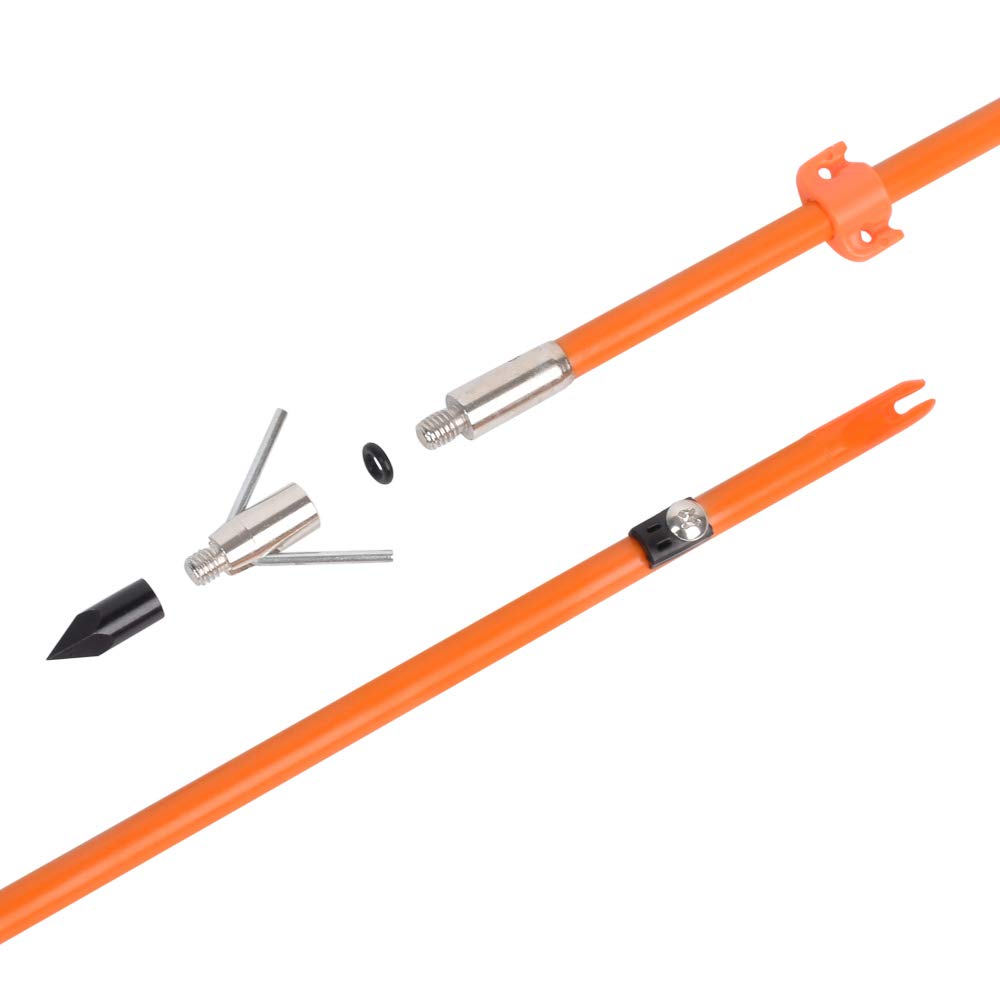 TY Archery 32inch Bowfishing Arrows Fish Hunting Solid Fiberglass Shaft with Broadheads and Safty Slides for Compound Bow and Recurve Bow Fishing Huntings