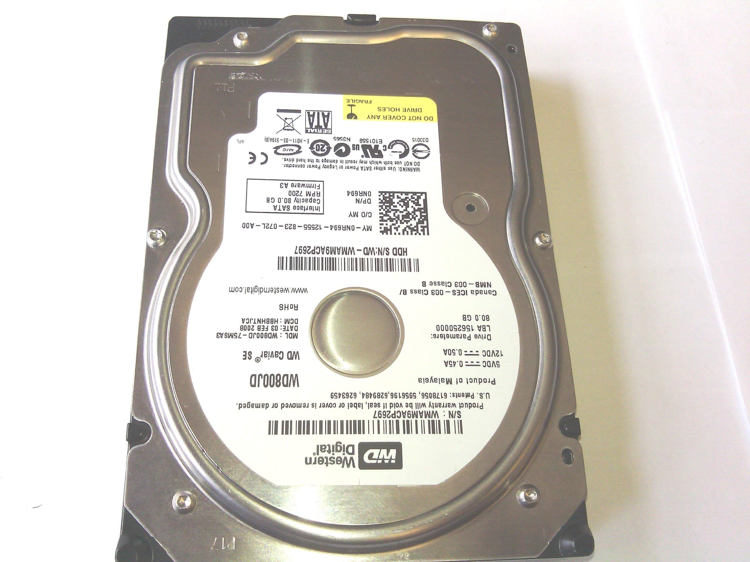 Western Digital WD800JD-75MSA3 80GB HDD, 3.5 7200RPM SATA (WD800JD75MSA3) (Renewed)