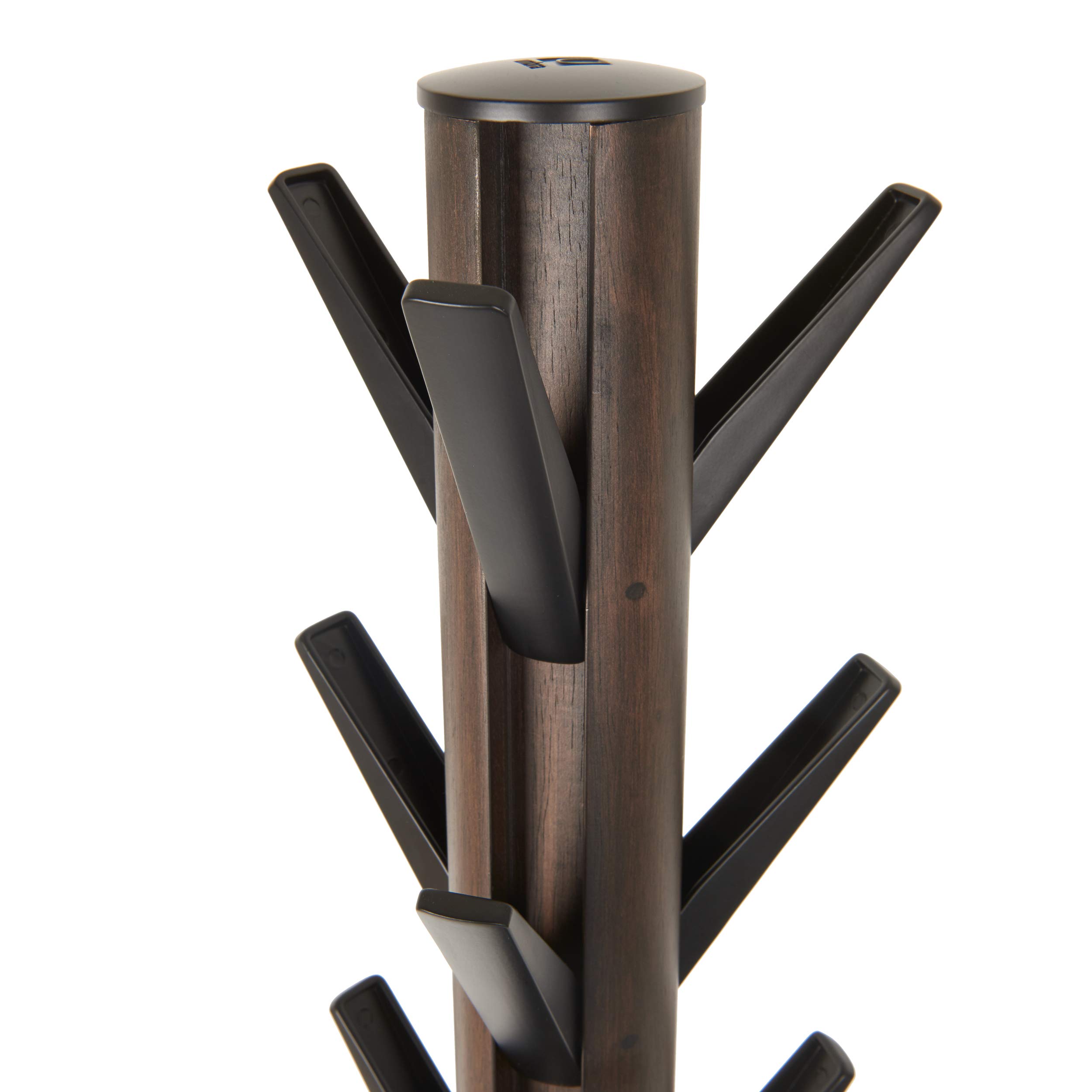 Umbra Flapper Coat Rack, Clothing Hanger, Umbrella Holder, and Hat Organizer, Great for Entryway, Black/Walnut (320361-048)