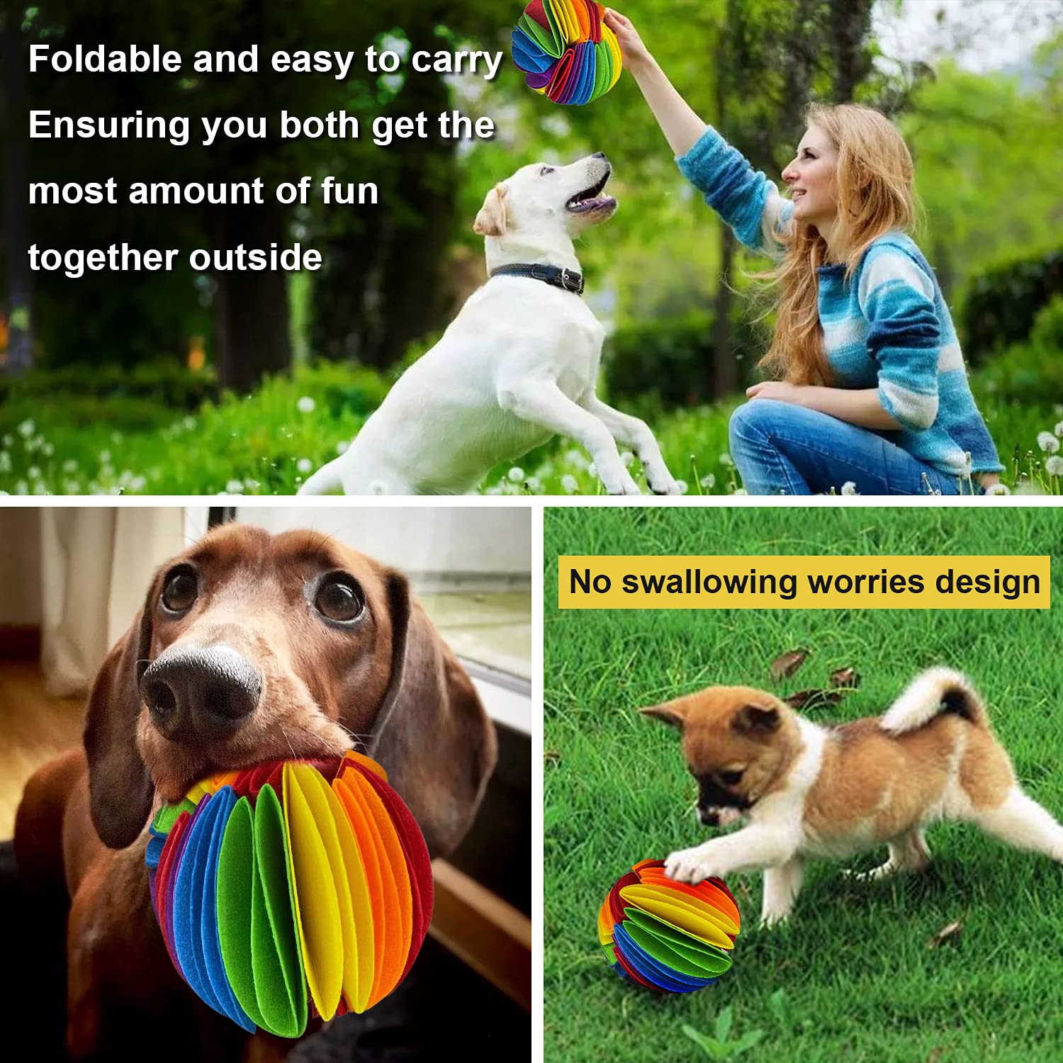 Snuffle Mat Interactive Dog Toys Ball Dog Brain Mental Stimulating Puzzle Toys for Dogs Enrichment Game Feeding Mat for Stress Relief Portable Machine Washable