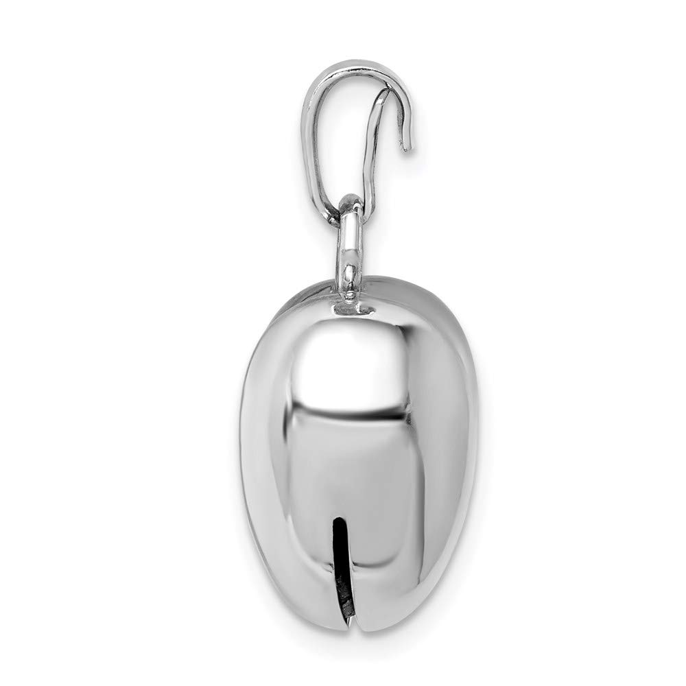 Sterling Silver Rhodium-plated Polished Bell inside Puffed Heart Pendant 25mm style QC9455