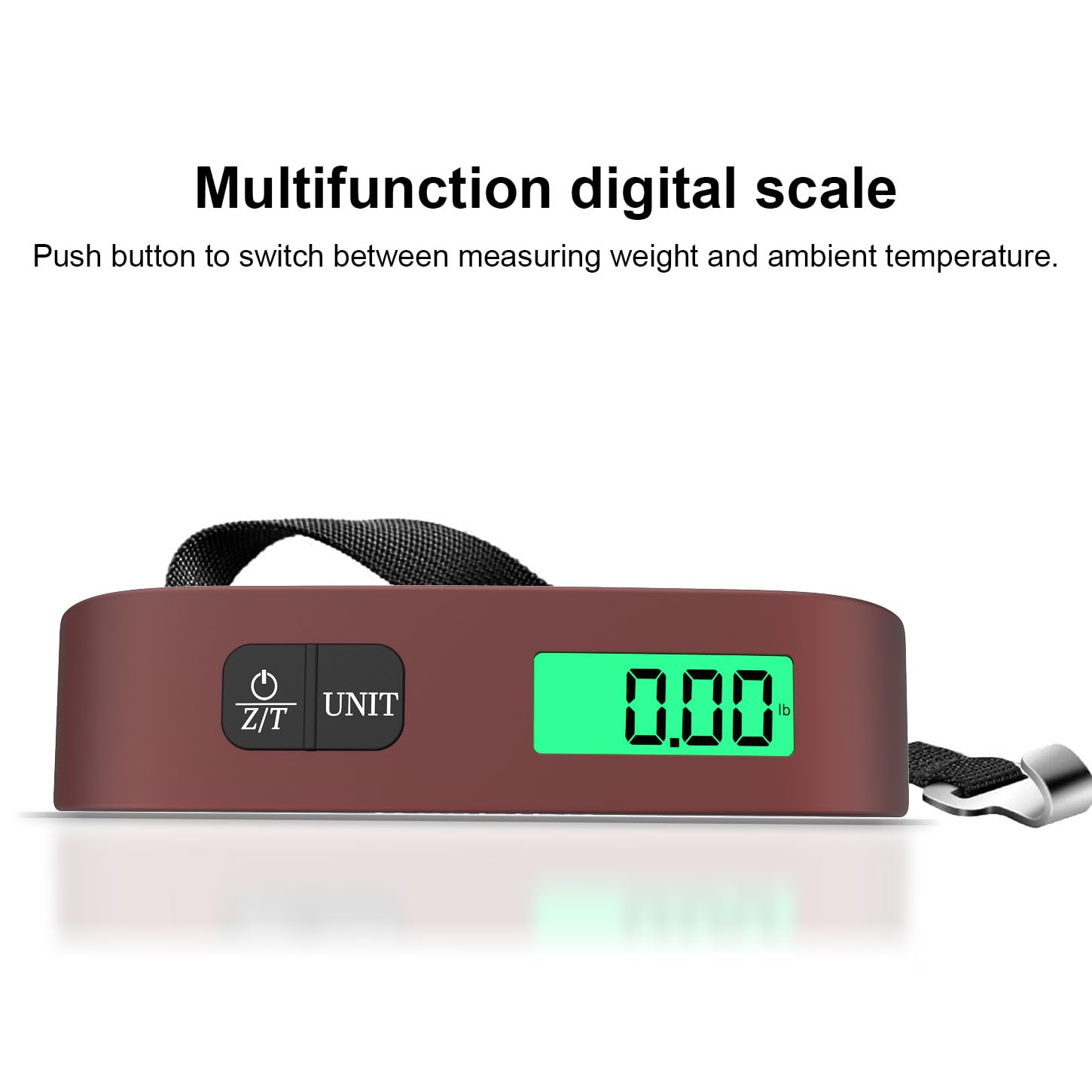 Raabiko Luggage Scale, Portable Digital Luggage Weight Scale with Temperature Sensor, Rubber Paint, 110 Pounds, Battery Included, Ruby Red