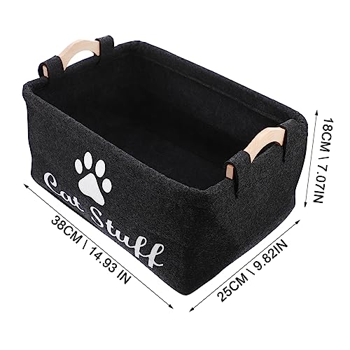 SECFOU Pet Cloth Storage Box Dog Storage Bin cat bin cubby Cubes Pet Toys Basket storage bins for clothes Pet Clothes Dog Toys Storage Bin cat toy cat basket square office wooden handle