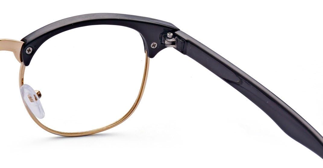 Outray Vintage Retro Classic Half Frame Horn Rimmed Clear Lens Glasses for Men Women 2135c1 Black/Gold