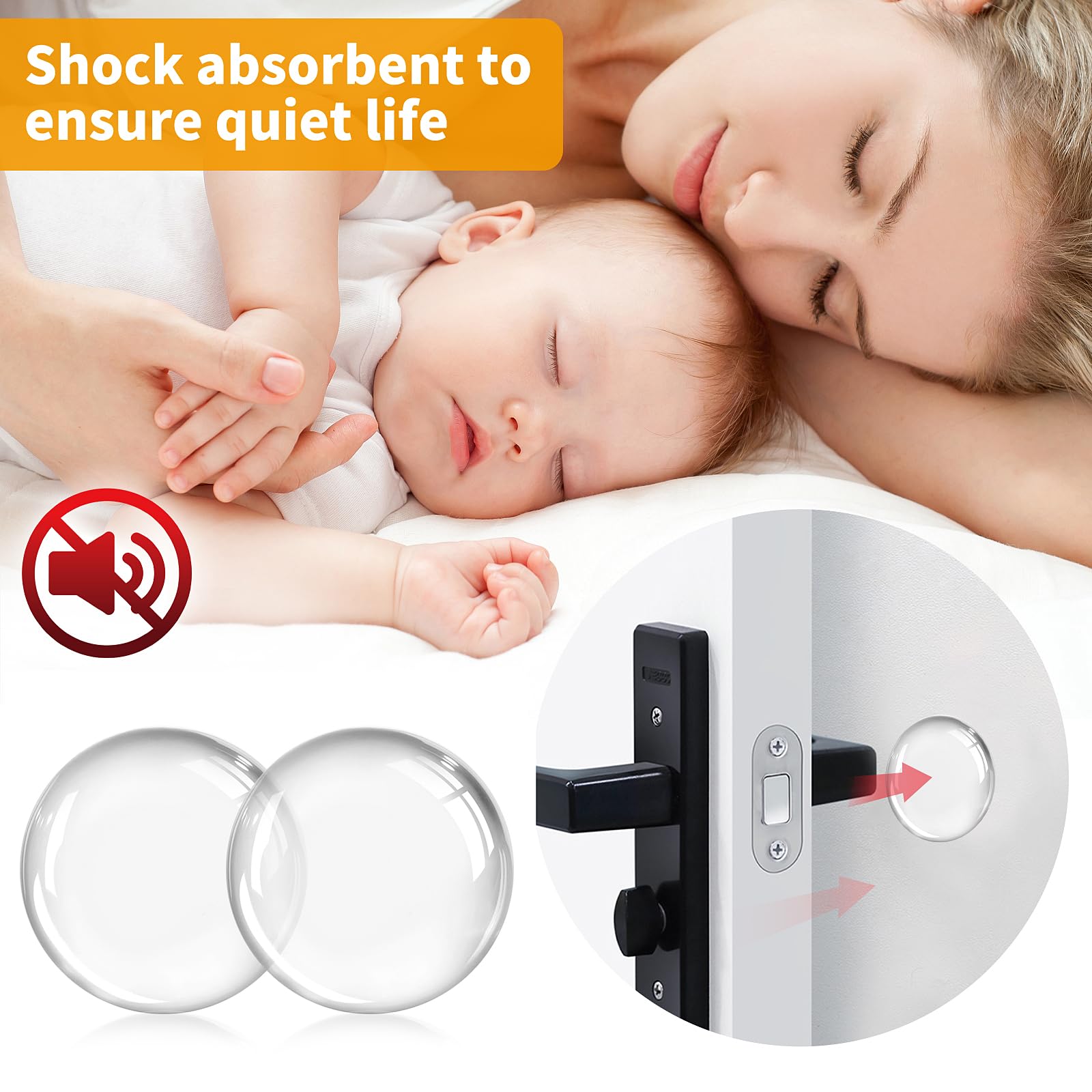 Sibba 6PCS Door Stopper Wall Protector, Reusable Transparent Round Soft Door Bumper Pad, Strong Self-Adhesive Door Bumpers for Home Office Wall Protect (2 Inches)
