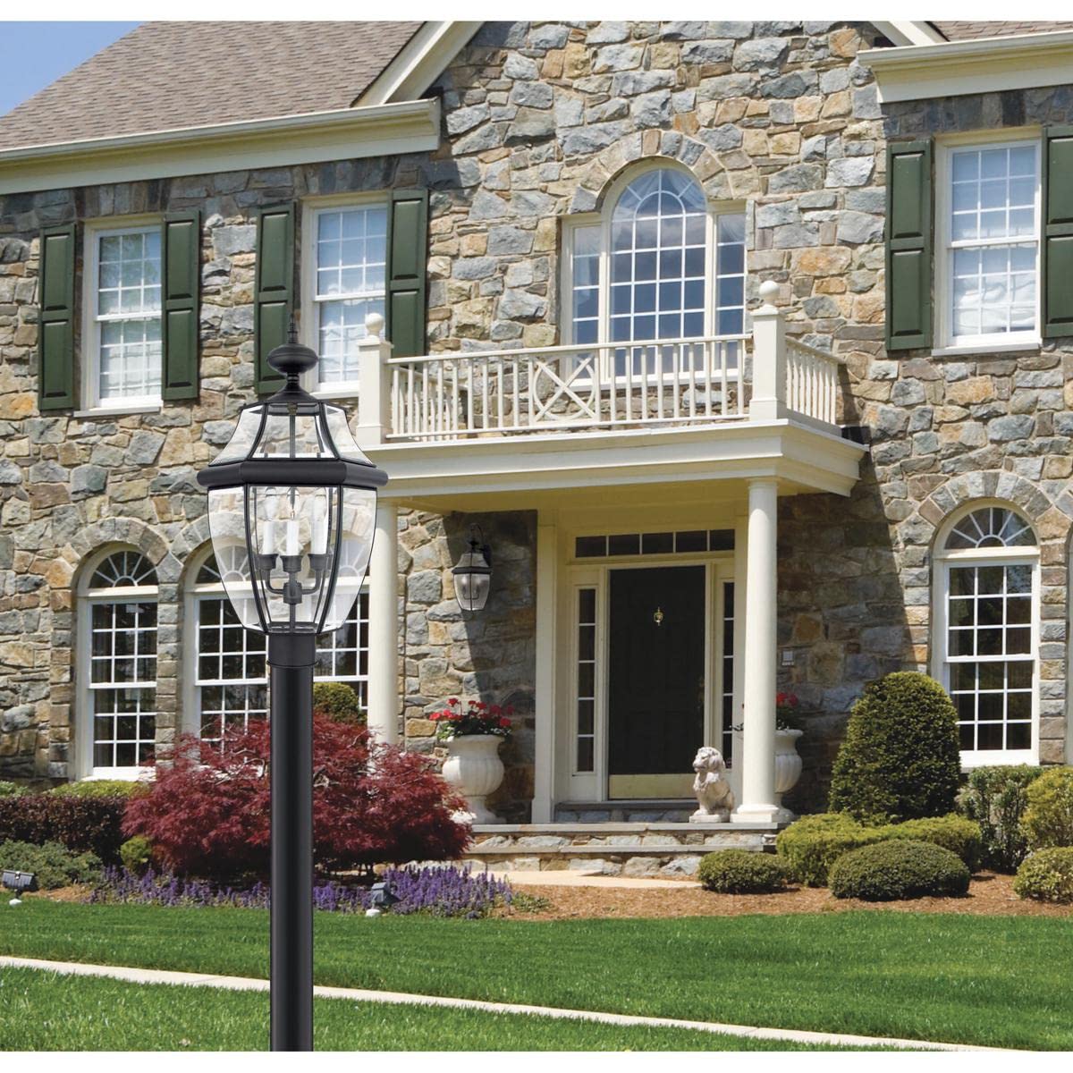 Quoizel NY9043K Newbury Outdoor Post Lantern Pier Mount Lighting, 3-Light 180 Total Watts, 23" H x 13" W, Mystic Black