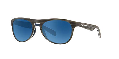 Native Eyewear Sanitas Round Sunglasses, Driftwood/White/Blue/Blue Reflex Polarized, 56 mm