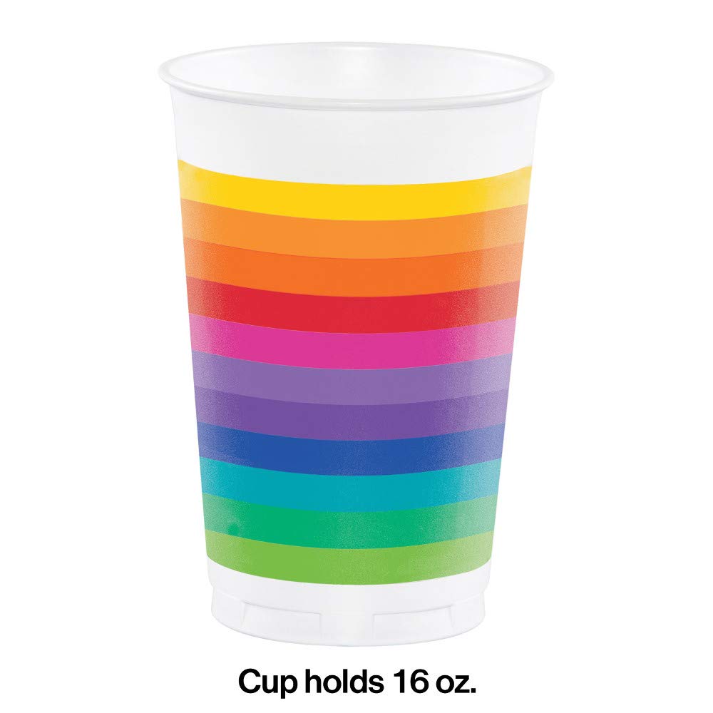 Rainbow Plastic Cups, 24 ct