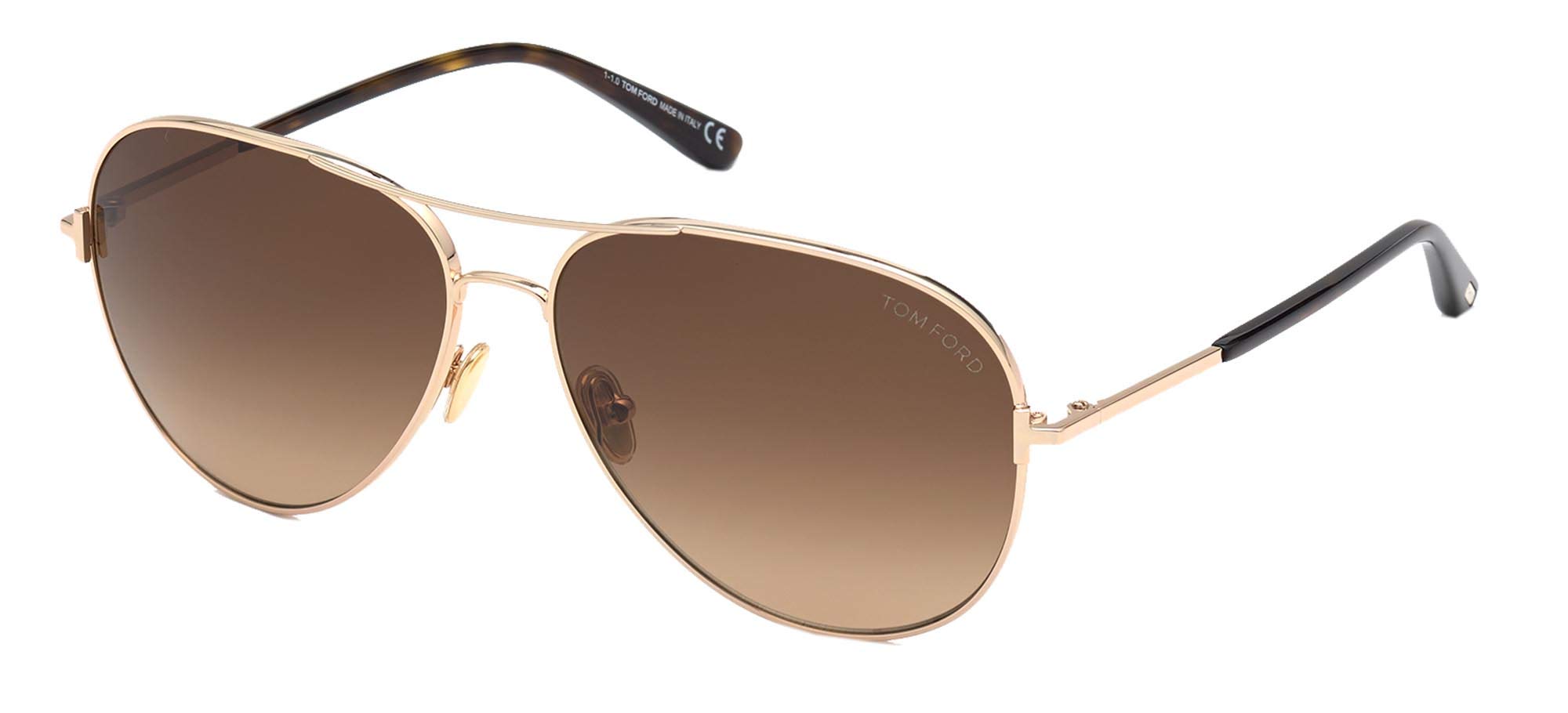 Tom Ford CLARK FT 0823 Shiny Rose Gold/Brown Shaded 61/14/140 unisex Sunglasses