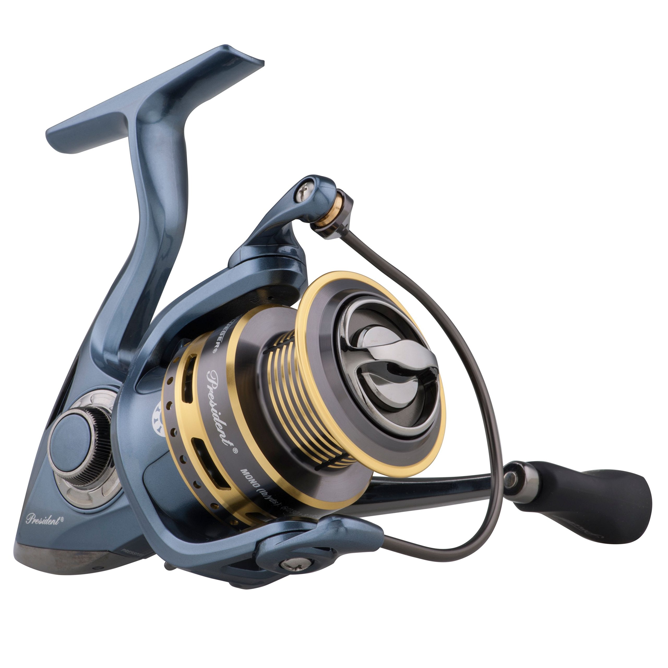 Pflueger President Spinning Reel, Size 30 Fishing Reel, Right/Left Handle Position, Graphite Body and Rotor, Corrosion-Resistant, Aluminum Spool, Front drag System