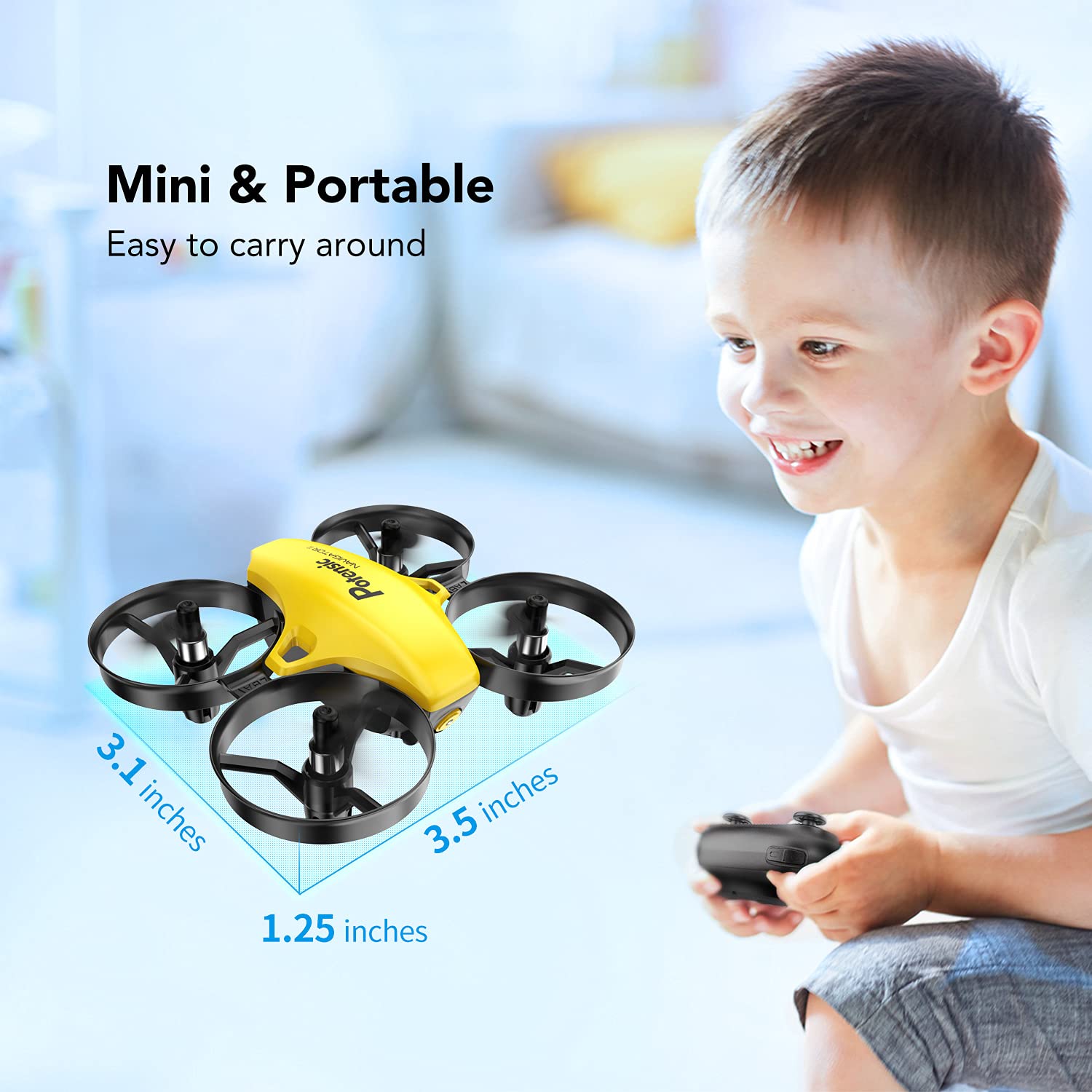Potensic A20 Mini Drone, Easy to Fly Even to Kids and Beginners Indoor, Nano RC Helicopter Quadcopter with Auto Hovering, Headless Mode, Extra Batteries and Remote Control