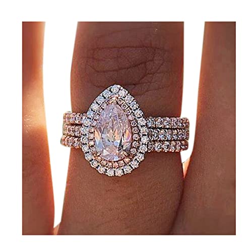 Women White Wedding Stone Ring,Engagement Gift Handmade Luxury Cut Ring Fashion Engagement Party Rings