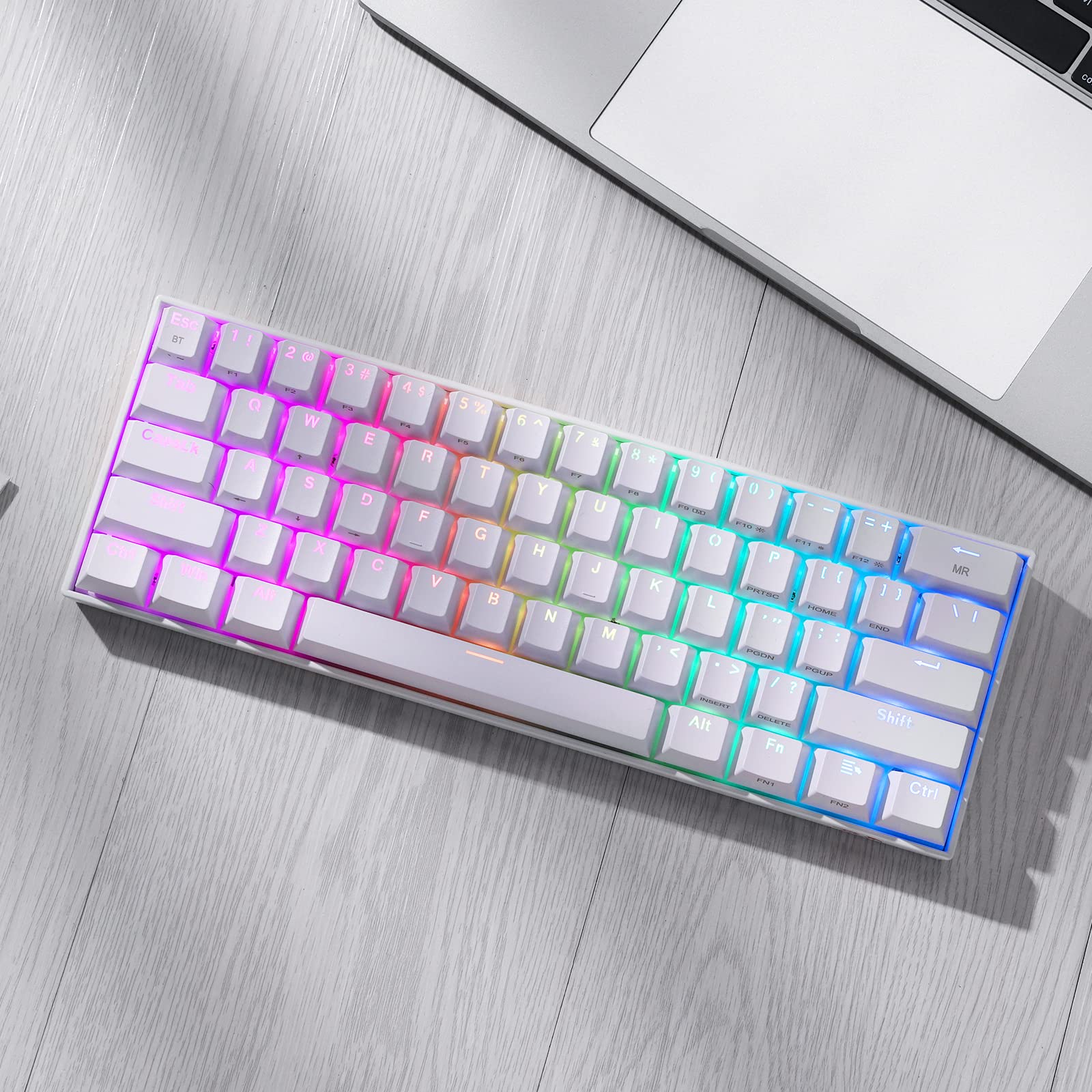 Redragon K530 Pro Draconic 60% Wireless RGB Mechanical Keyboard, BT/2.4Ghz/Wired 3-Mode 61 Keys Compact Gaming Keyboard w/Hot-Swap Socket, Free-Mod Plate Mounted PCB & Tactile Brown Switch