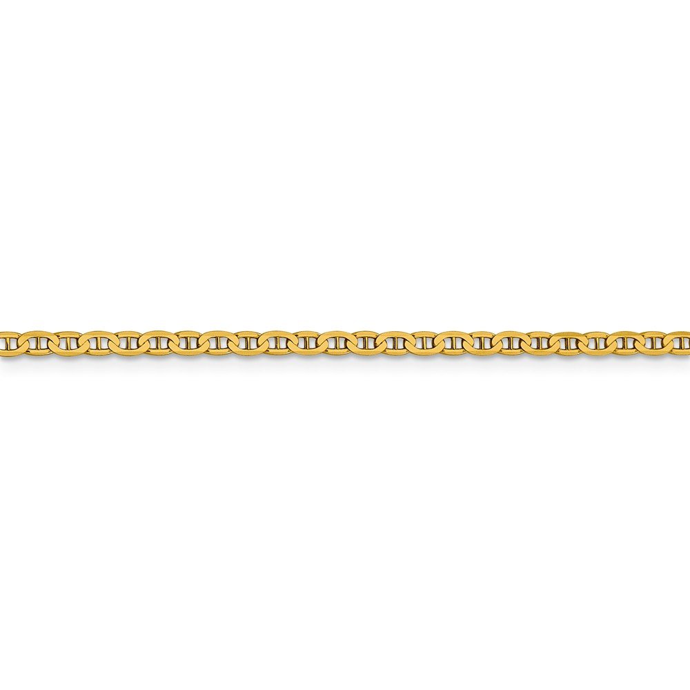 Solid 14k Yellow Gold 2.4mm Flat Anchor Mariner Chain Necklace - with Secure Lobster Lock Clasp 20"