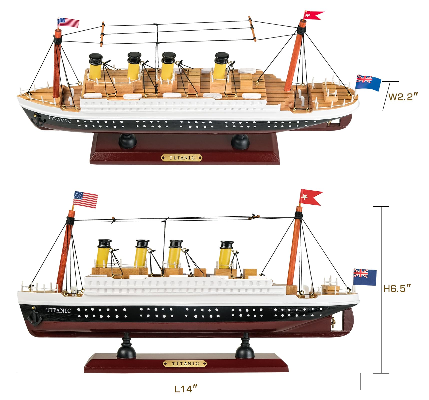 SAILINGSTORY Wooden Titanic Model Cruise Ship Liner 1/680 Scale Replica 14" Titanic Ship Toys Gifts