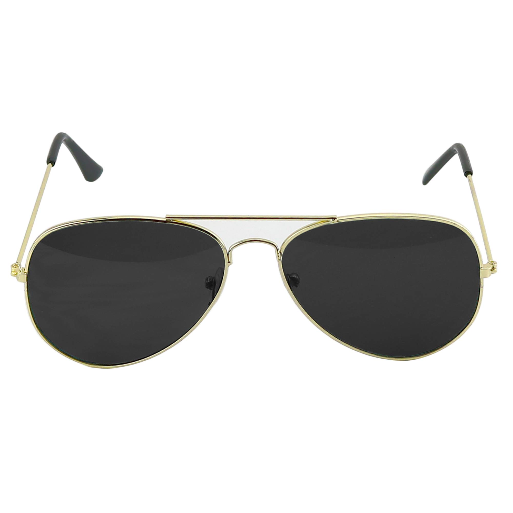 Skeleteen Black Gold Aviator Sunglasses - Military Style Dark Sun Glasses with Gold Metal Frame and UV 400 Protection