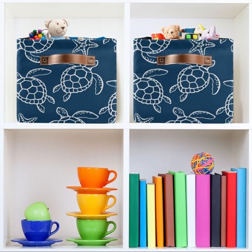 Sea Turtle Storage Basket Bins Foldable Laundry Hamper Toy Storage Bins Box Organizer for Bedroom Office Clothes Pet Nursery Living Room,1 pcs
