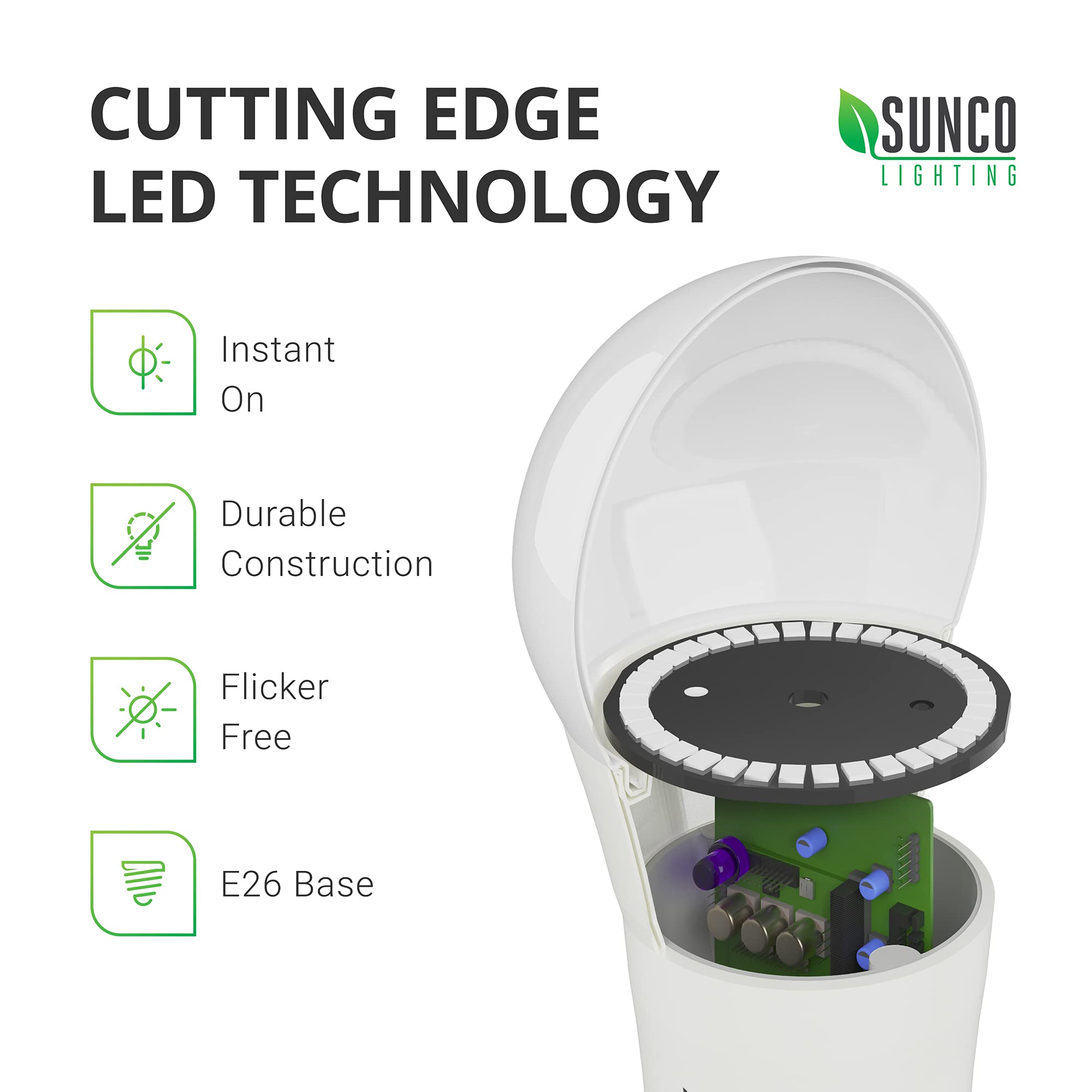 Sunco A21 LED Bulb 22W=150W 5000K Daylight, 2550 LM, E26 Base, Dimmable, Indoor Light for Lamp - UL & Energy Star 2 Pack