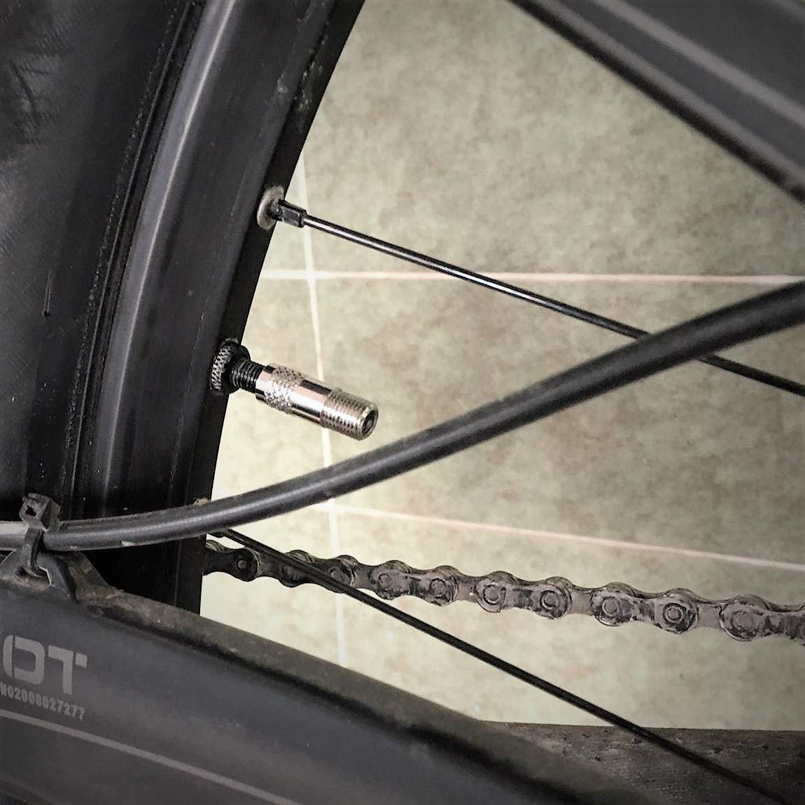 RideAir ConvertAir (Pair) Presta to Schrader Converter (not Adapter) Aluminium Anodized Black Change Your Tube or tubeless Valve to Schrader Easily - for Presta Removable Core