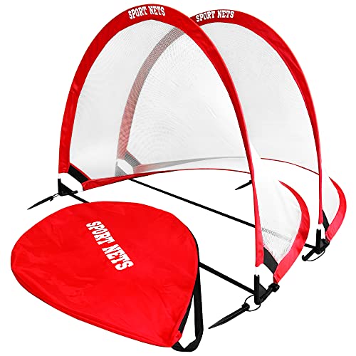 Pop Up Soccer Goals for Kids (2 Goal Set, 2.5 FT) with Carry Bag, Easy Set Up and Take Down, Quick Assembly, Lightweight and Foldable Design for Instant Game Time Fun