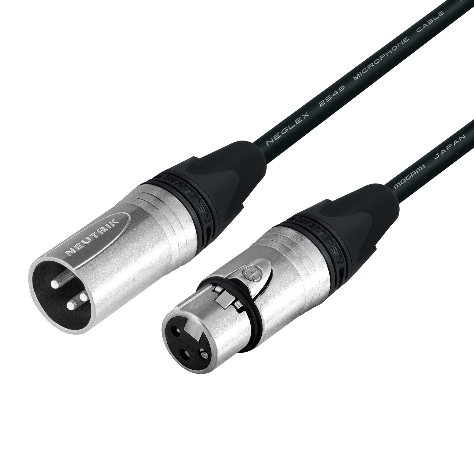 WORLDS BEST CABLES 4 Units - 15 Foot - Balanced Microphone Cable CUSTOM MADE using Mogami 2549 (Black) wire and Neutrik NC3MXX & NC3FXX Silver XLR Plugs