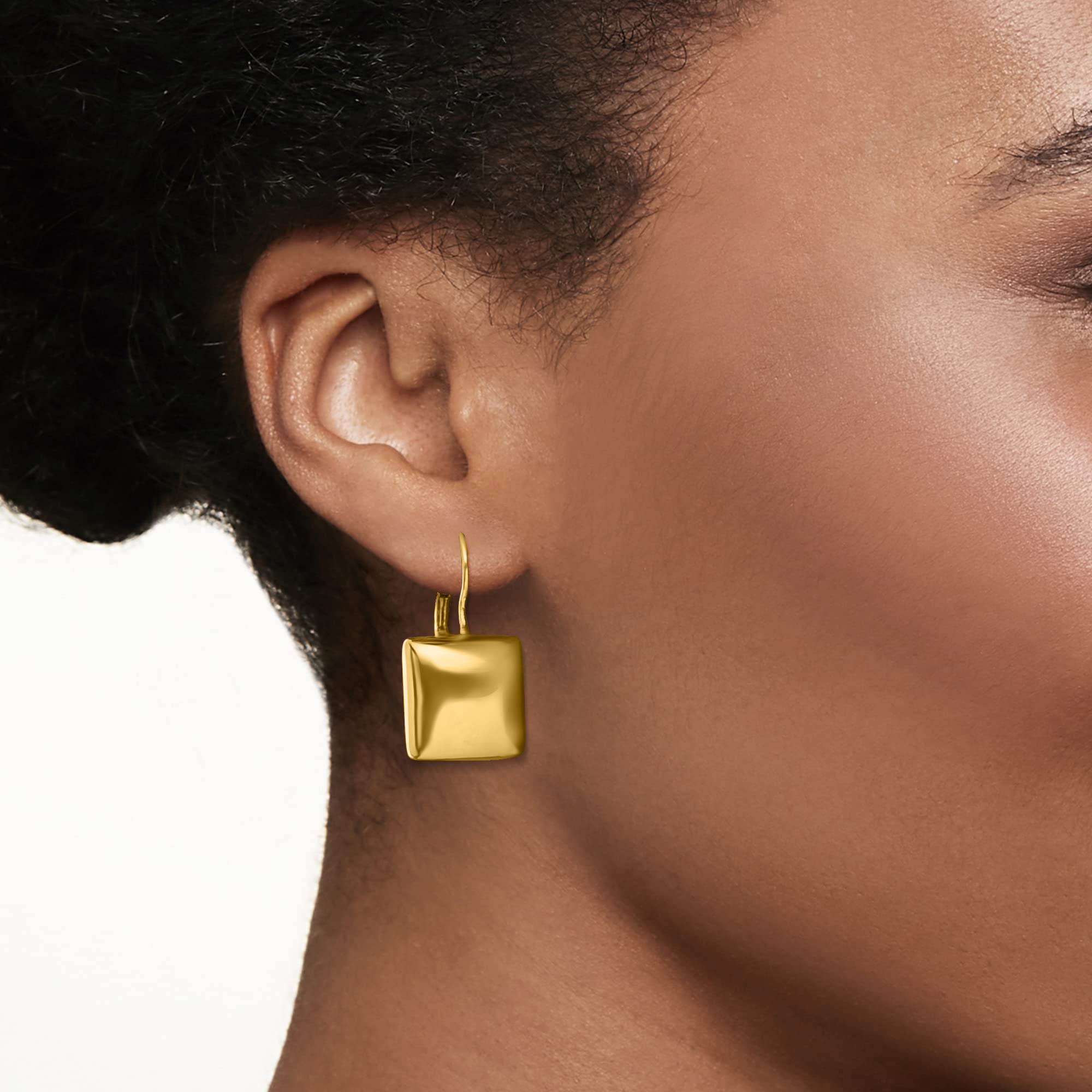 Ross-Simons Italian 18kt Gold Over Sterling Square Drop Earrings
