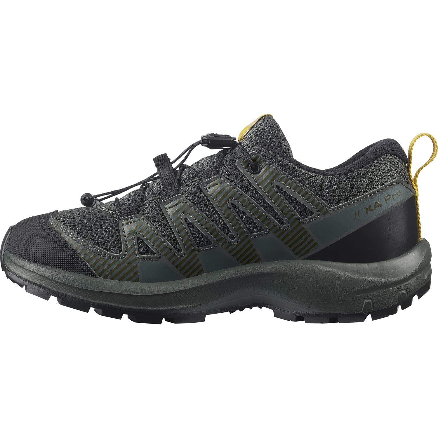 Salomon Kid's XA PRO V8 Trail Running Shoes, Black/Urban Chic/Sulphur, 7.5 Big Kid