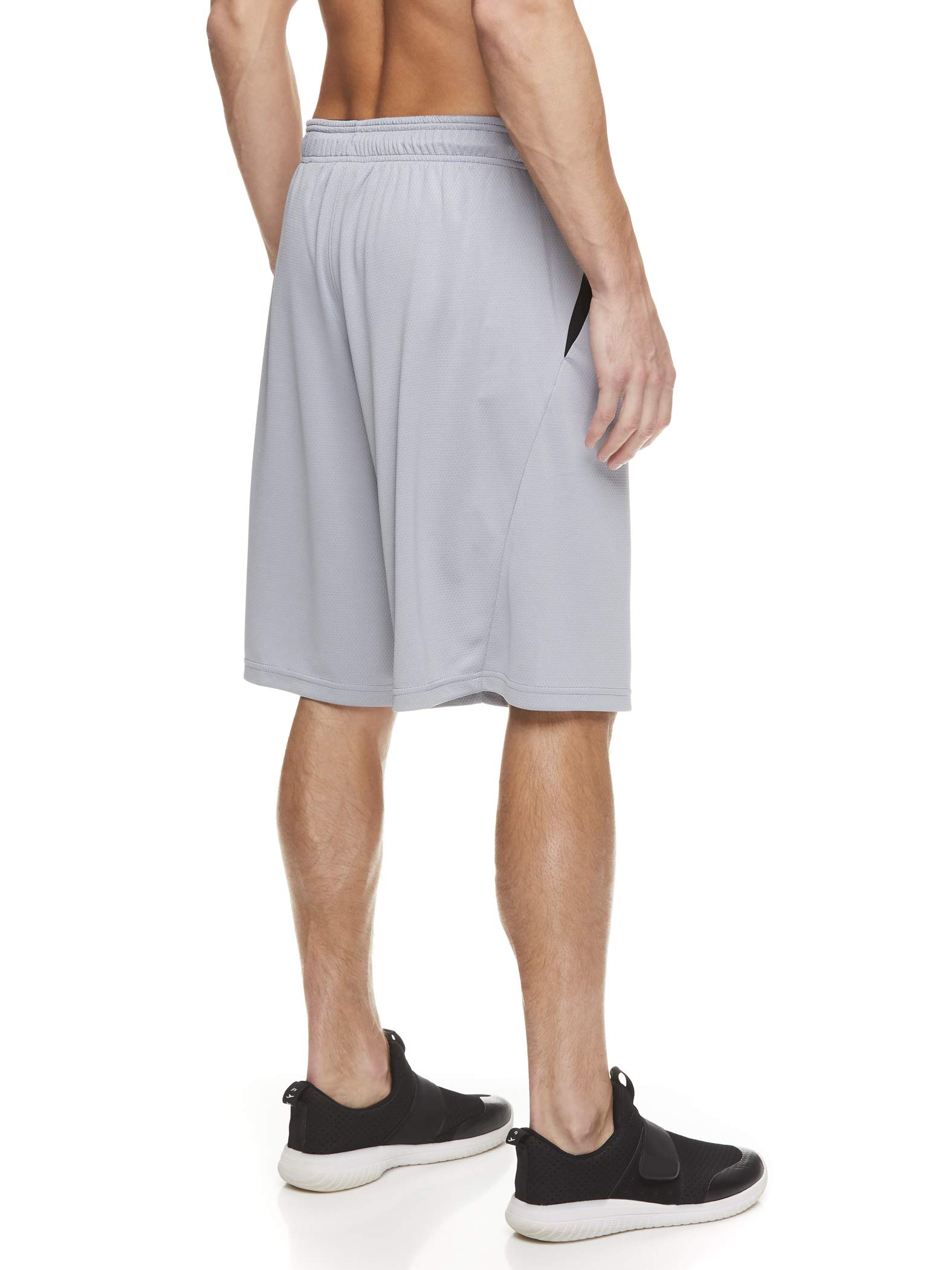 Reebok Men's Mesh Basketball Gym & Running Shorts w/Elastic Drawstring Waistband & Pockets - Point Guard Sleet, Large