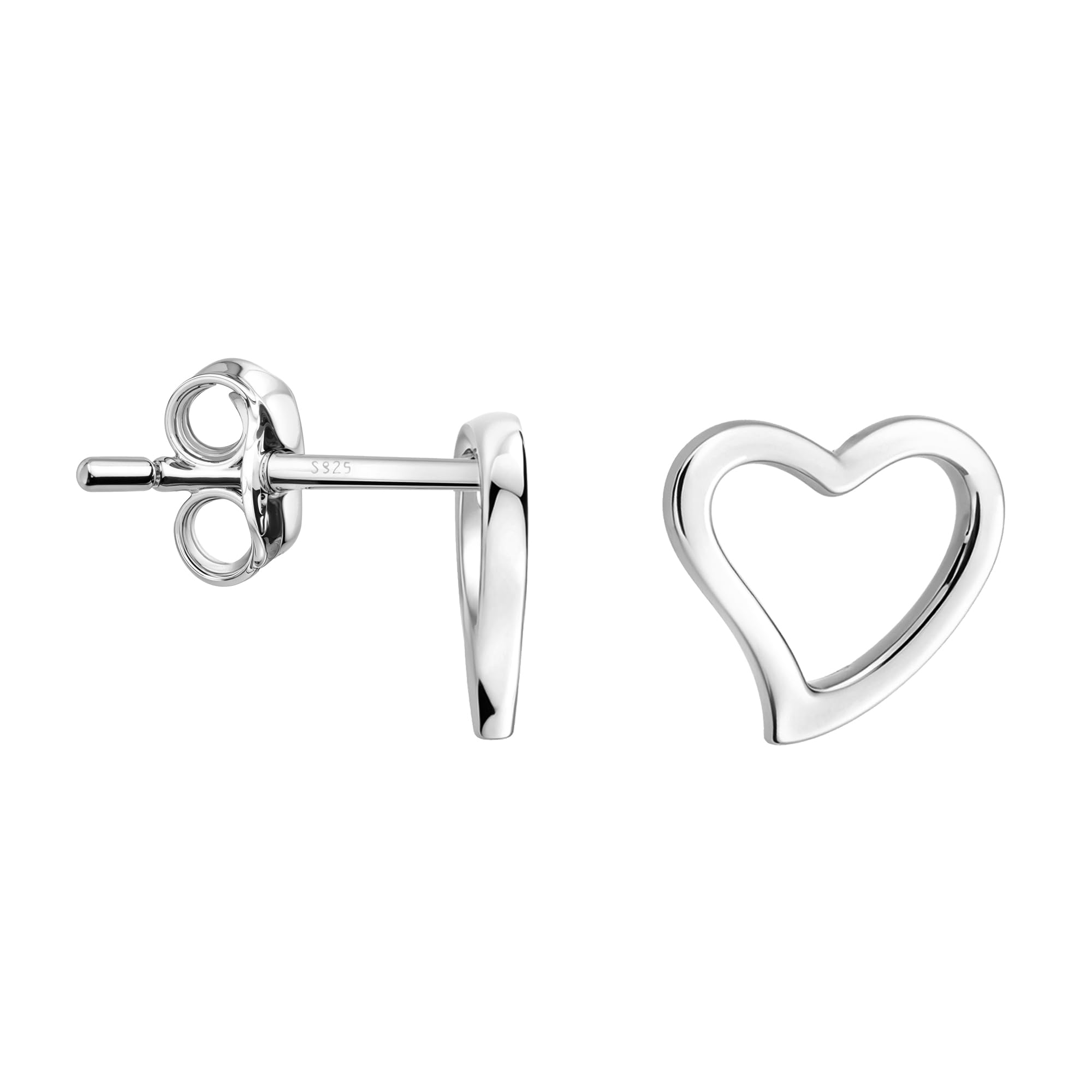 SOFIA MILANI - Solid 925 Sterling Silver Earrings for Women - Heart Stud Earrings - 20484