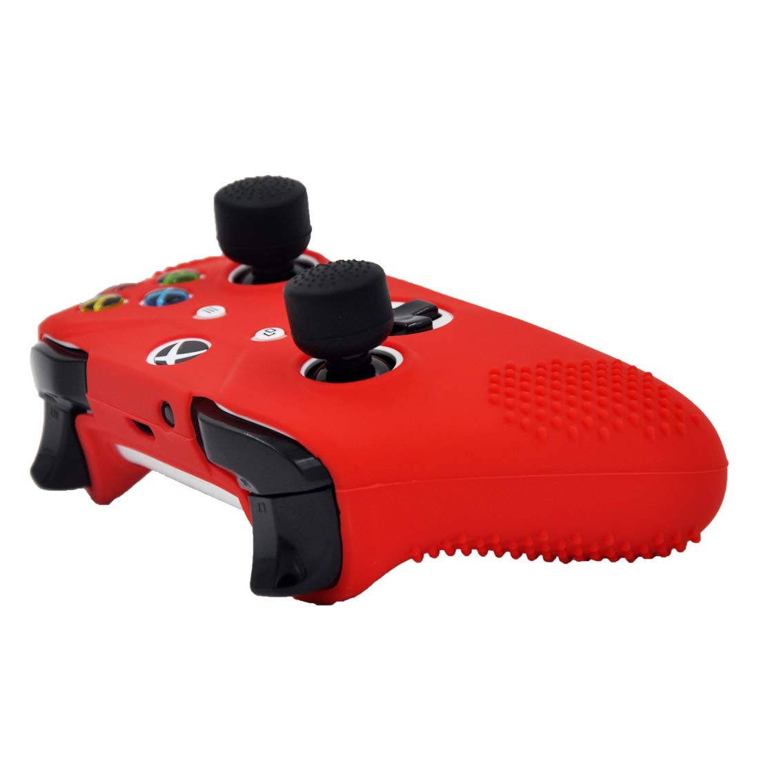 SKINOWN Grip Silicone Case Anti-Slip Protective Grip Cover for Xbox One S & One X Controller with 2 Thumb Grips(Black)