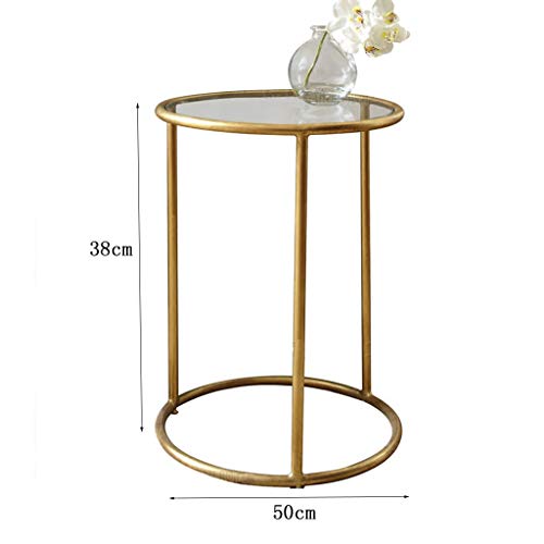 Saladplates-LXM End Tables End Table,Glass Bedside Sofa Side Table with Metal Frame,Small Coffee Snack Table for Home,Office,Bedroom,Hallway,Living Room,Balcony