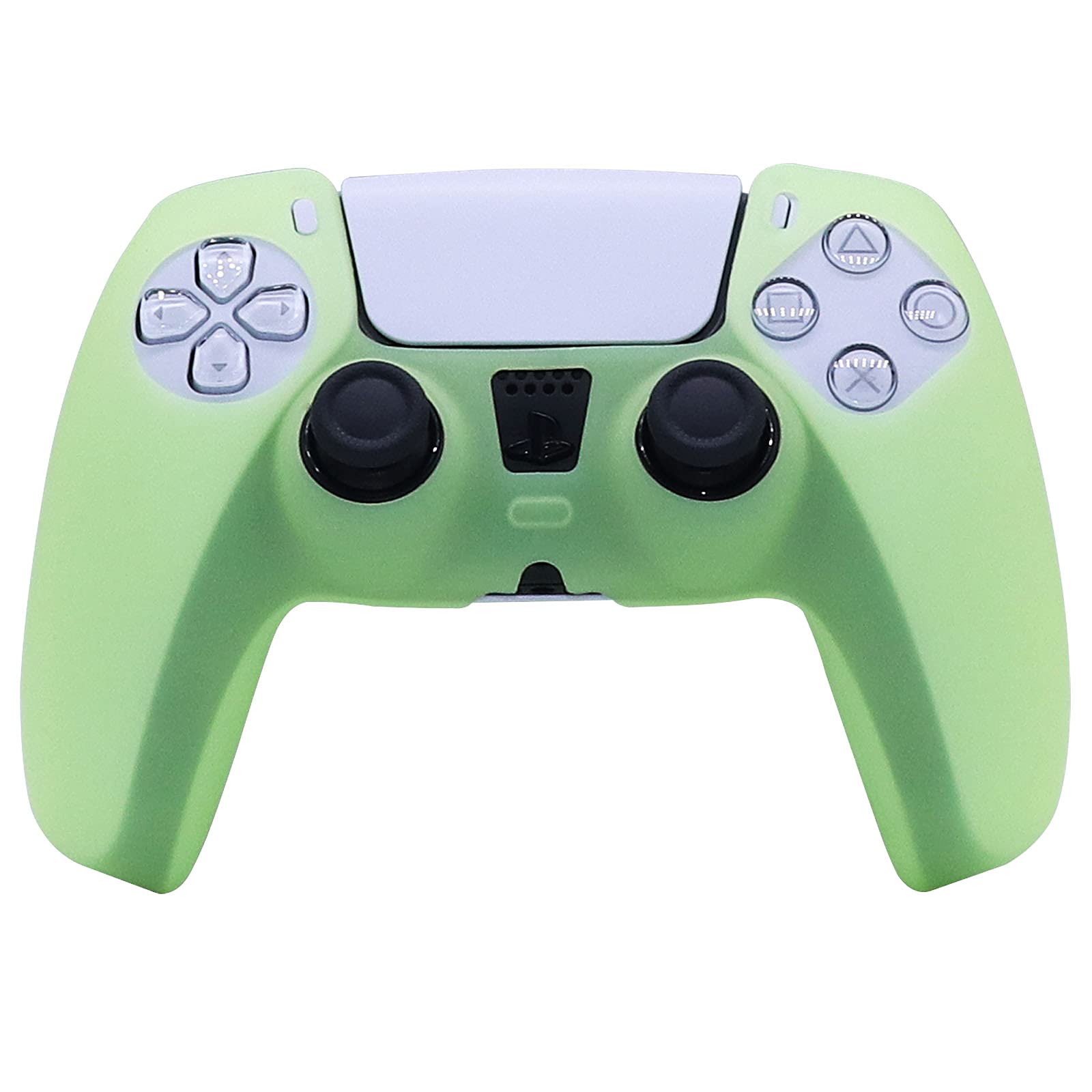 RALAN Controller Skin Silicone Cover in Dark Protective Case for PS5 Dualshock 5 Controller.(Black Pro Thumb Grip x 8,Cat + Skull Cap Cover Grip x 2)