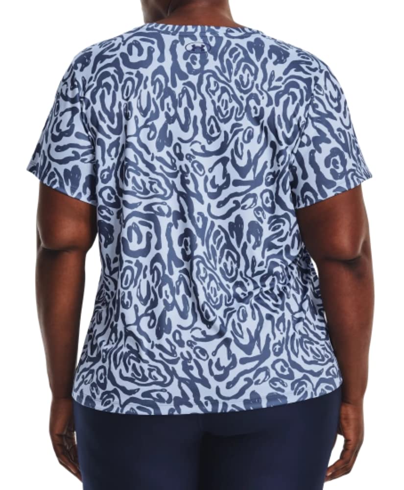 Under Armour Plus Womens UA Velocity Print Short Sleeve Shirt (3XL, Isotope Blue/Mineral Blue - 438)
