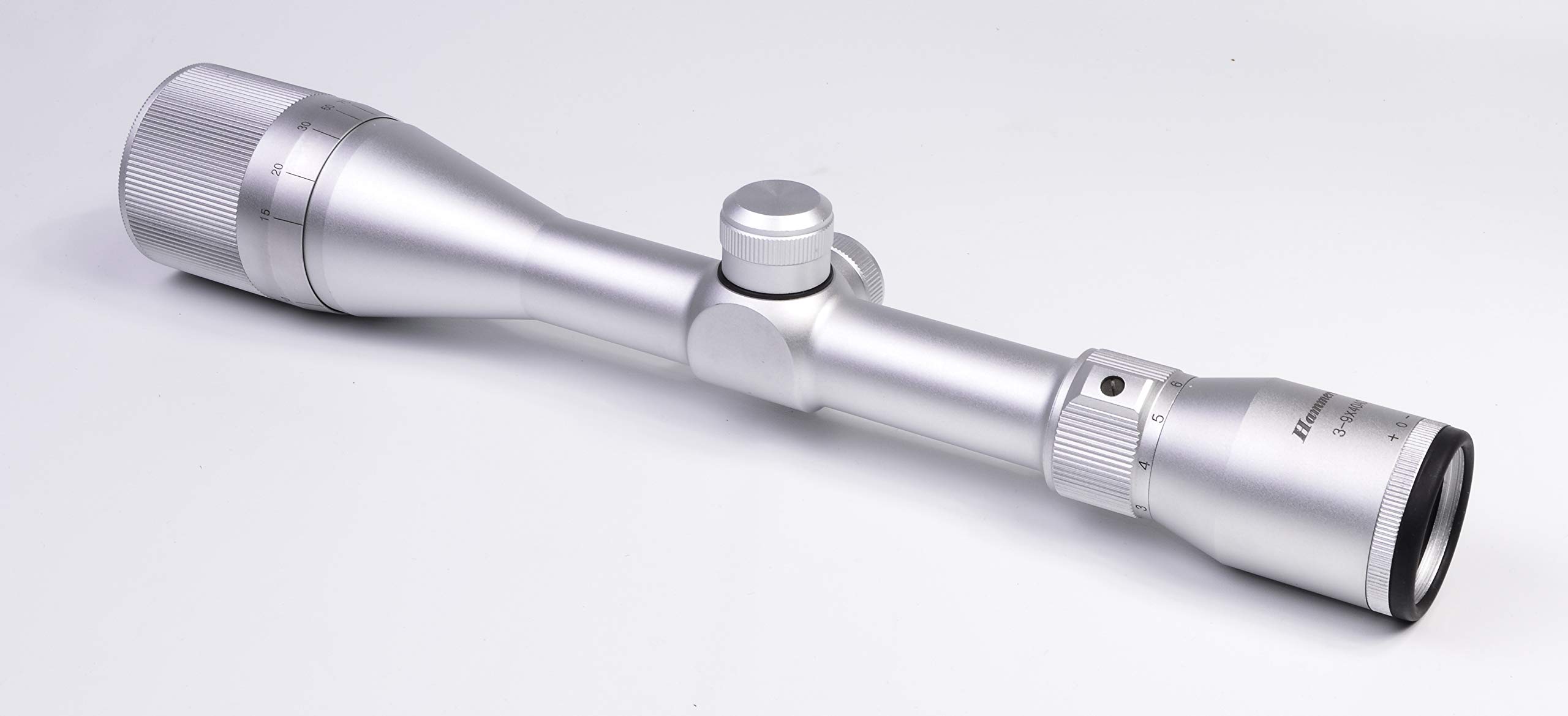 Stainless Silver Chrome Rifle Scope 3-9x40 AO Parallax Adjustable Objective with See-Thru Weaver Base Scope Rings
