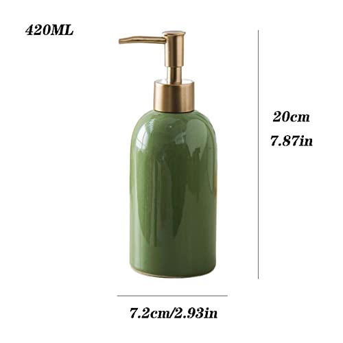 Soap Dispenser 420ML Ceramic Soap Dispenser Press Pump Bottle Bathroom Shower Gel Dispenser Hotel Restaurant Household Empty Press Pump Bottles (Color : Black)