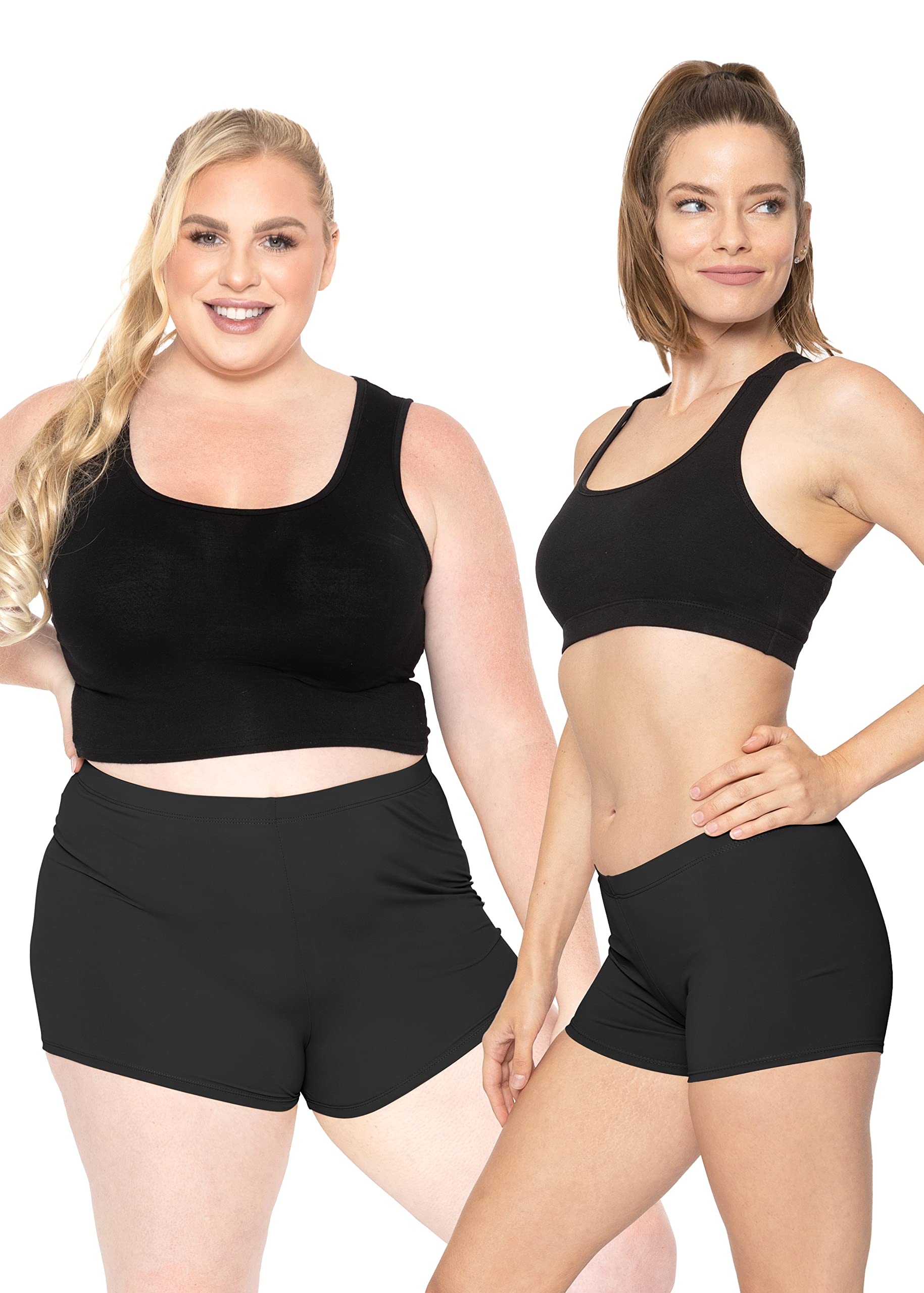 Women's Nylon 5" Inseam Booty Shorts Black 2X