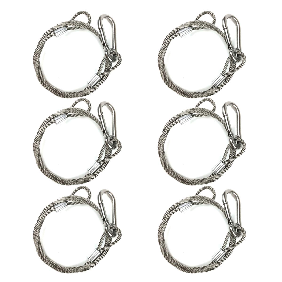 SMTUNG 31.5'' Fall Prevention Safety Cables Stainless Steel Security Rope for Party Lights DJ Light Stage Lighting 110lb Load Capacity (3pcs 0.12in 3mm)