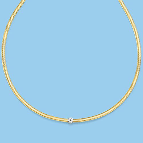 Ross-Simons Italian .15 ct. t.w. CZ Reversible Omega Necklace in Sterling Silver and 18kt Gold Over Sterling. 20 inches