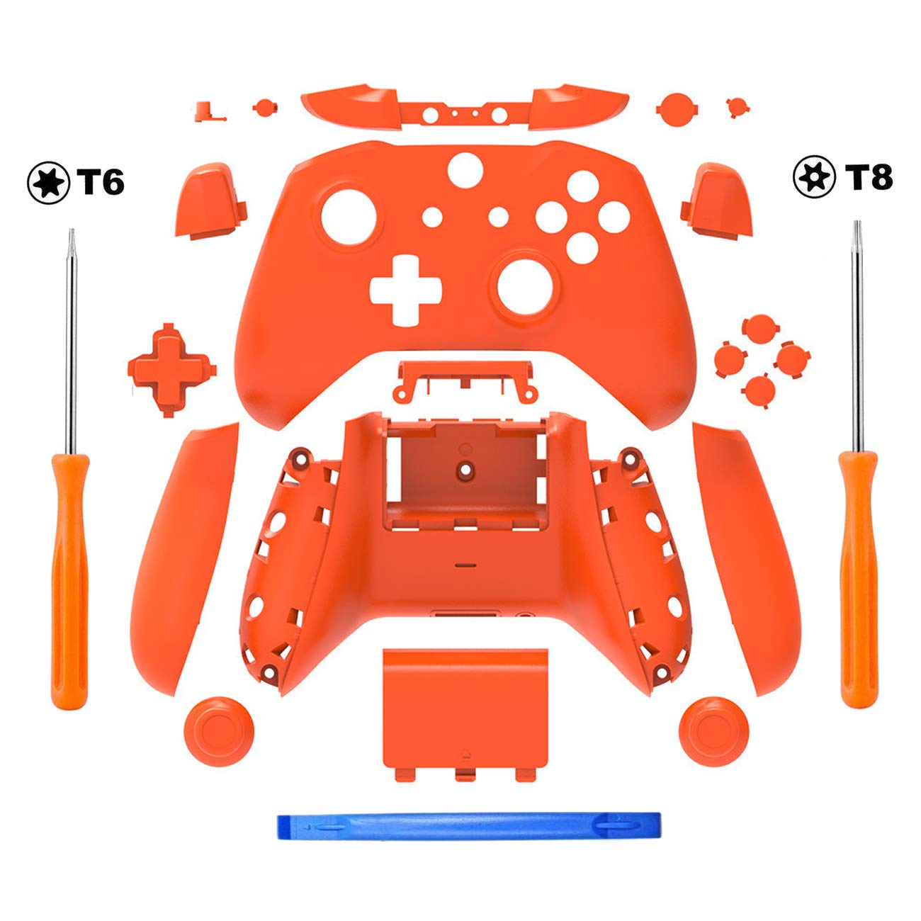 SN-RIGGOR Replacement Housing Full Shell Set Full Buttons Set Faceplates ABXY Buttons RB LB Bumpers for Xbox One S Slim Controller (3.5 mm Headphone Jack) S Controller Repair Parts (Black)