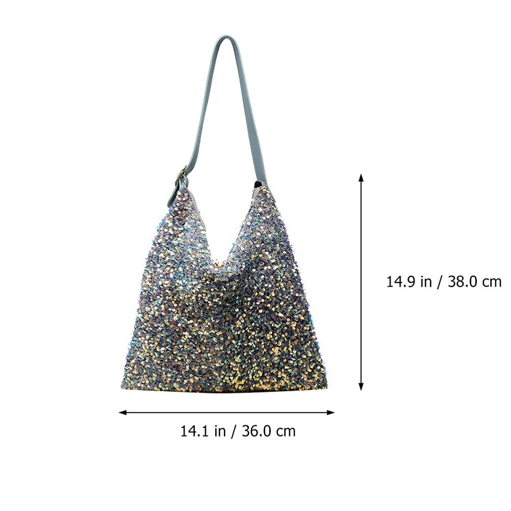 VALICLUD Womens Sequins Tote Bag Sparkling Shoulder Bag Handbag Portable Shopping Bag