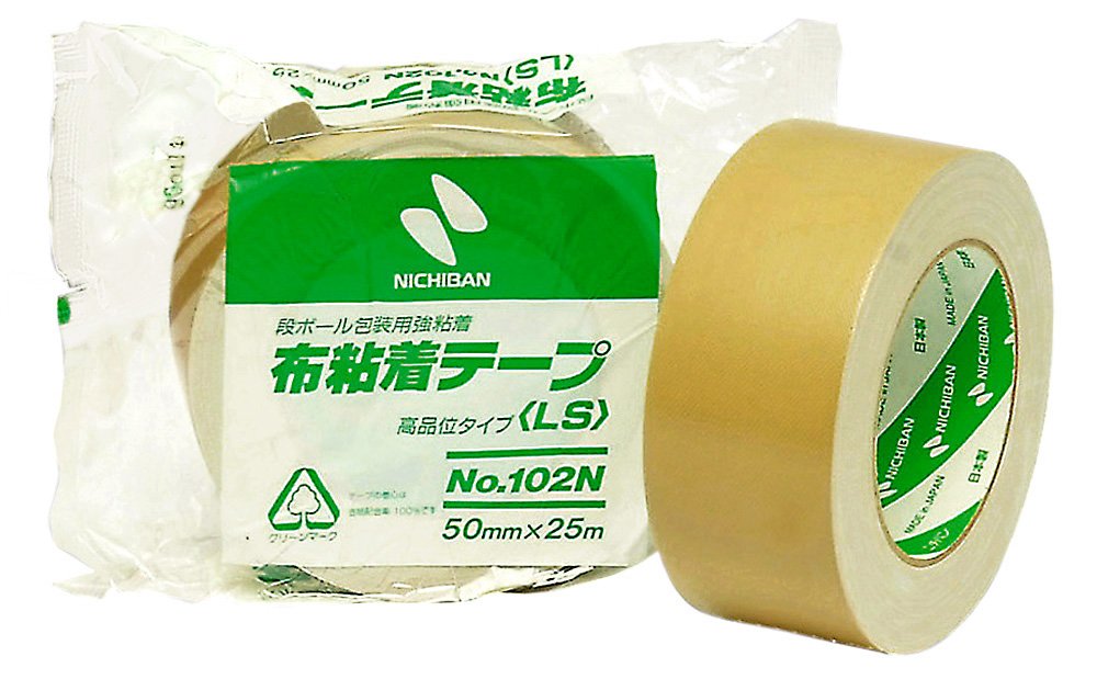 Nichiban 102N7-50 Cloth Tape, 2.0 inches (50 mm) x 86.5 ft (25 m) Roll, Ochre