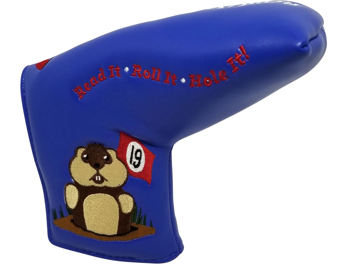 ReadyGOLF Dancing Gopher Blue Embroidered Putter Cover Blade