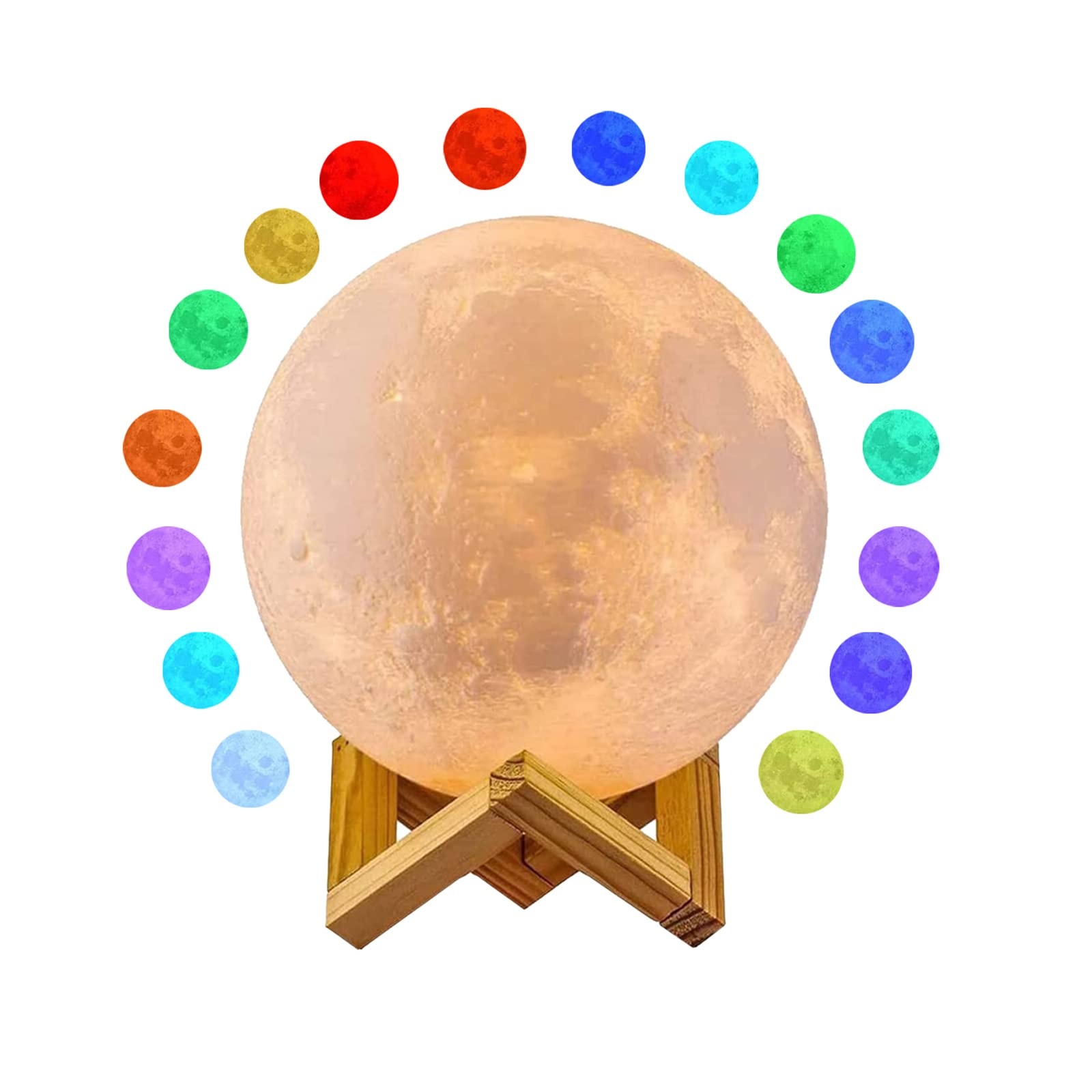 Night Light Galaxy Moon Lamp with 16 Colors LED with Stand Time Setting Touch with Remote Control and USB Rechargeable 3D Printing Moon Light Lamps for Gifts(4.8inch)
