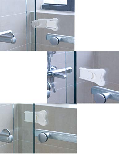 Sliding Door Lock for Child Safety - Baby Proof Doors & Closets. Childproof Your Home with No Screws or Drills (Set of 2, White)