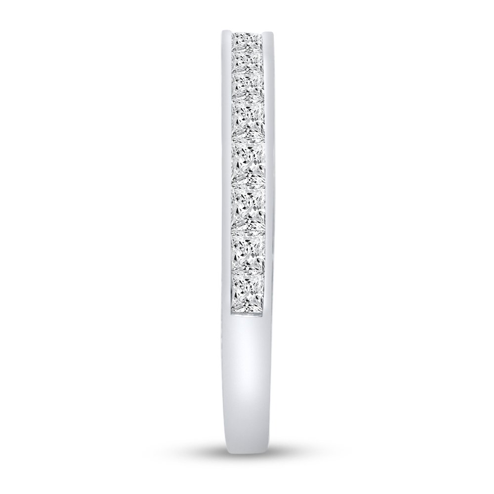 Size - 6 - Solid 925 Sterling Silver 3mm Princess Cut Invisible Anniversary Ring Wedding Band CZ Cubic Zirconia 1/2 cttw.