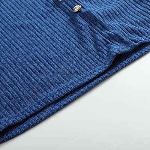 Women's Sweater Dress Side Split Button Mini Wrap Dress Solid Color Long Sleeve Ribbed Crew Neck Slim Dress