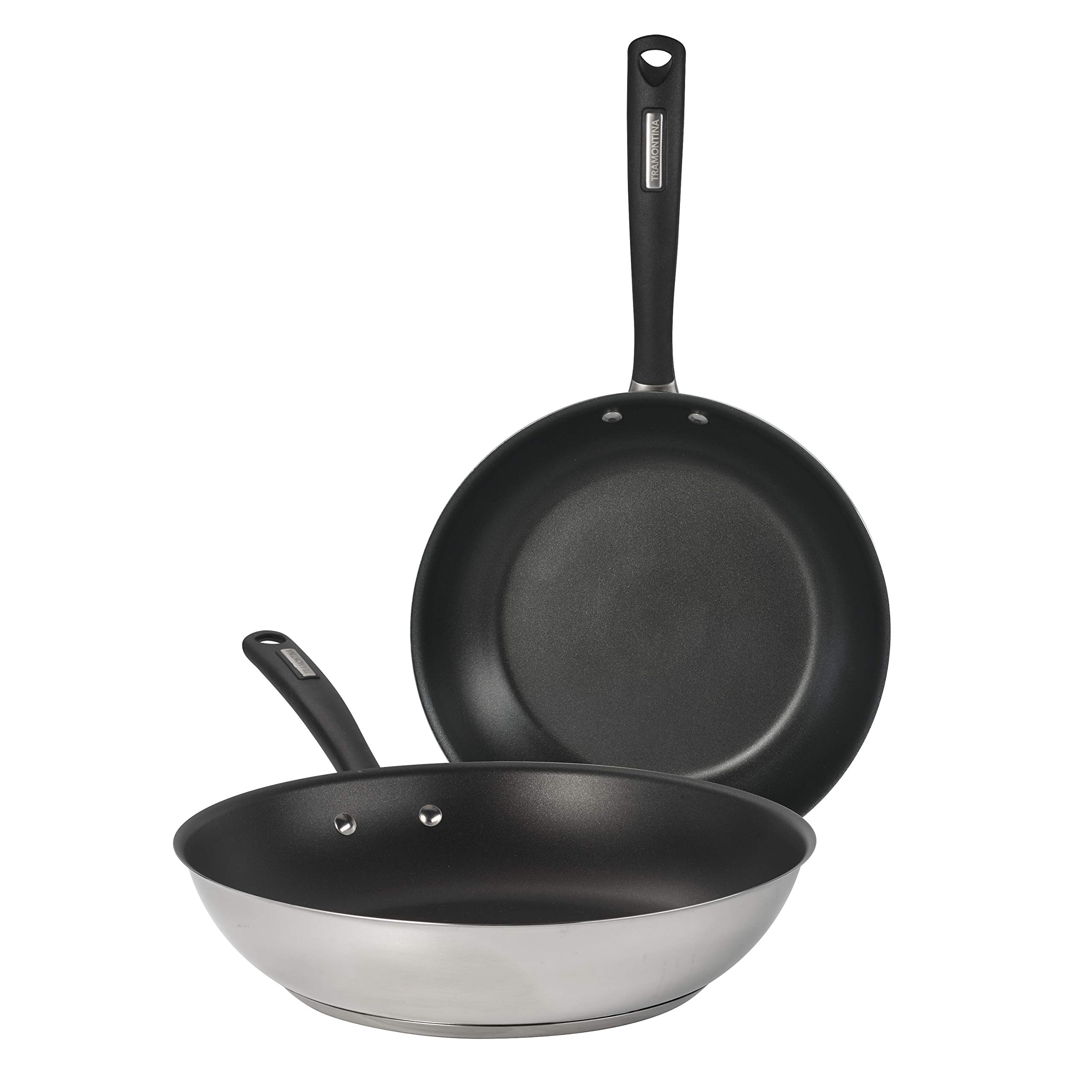 Tramontina Fry Pan Set Stainless Steel Nonstick Interior Duo 2 Pk - 10 in and 12 in, 80154/066DS