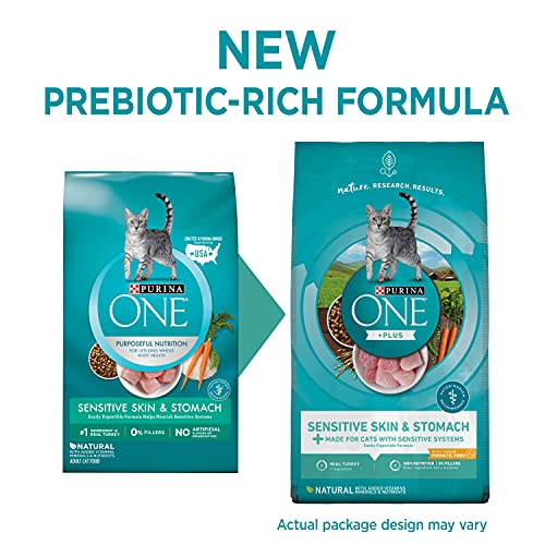 Purina ONE Sensitive Stomach, Sensitive Skin, Natural Dry Cat Food, +Plus Sensitive Skin and Stomach Formula - 7 lb. Bag